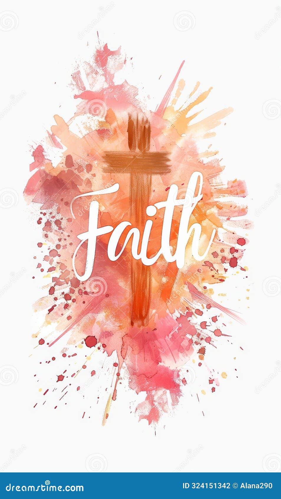 Faith - Modern Calligraphy Lettering Text on Grunge Splash Background ...