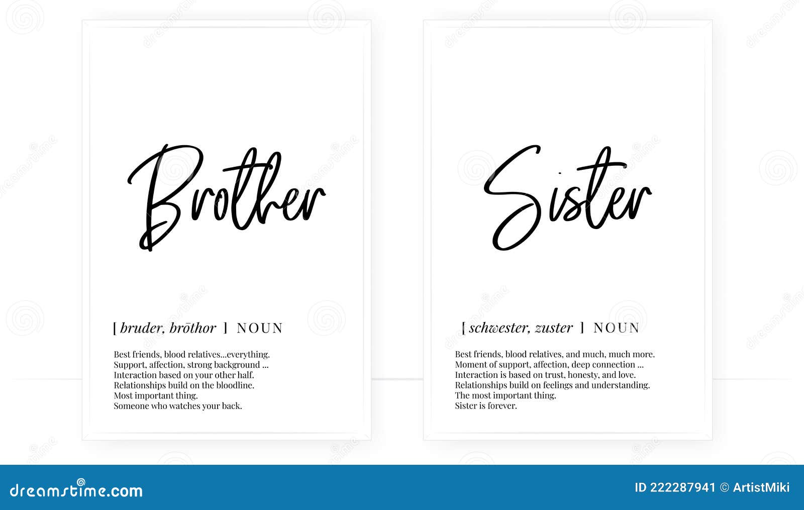 Brother and Sister Noun Description Stock Vector - Illustration of font ...