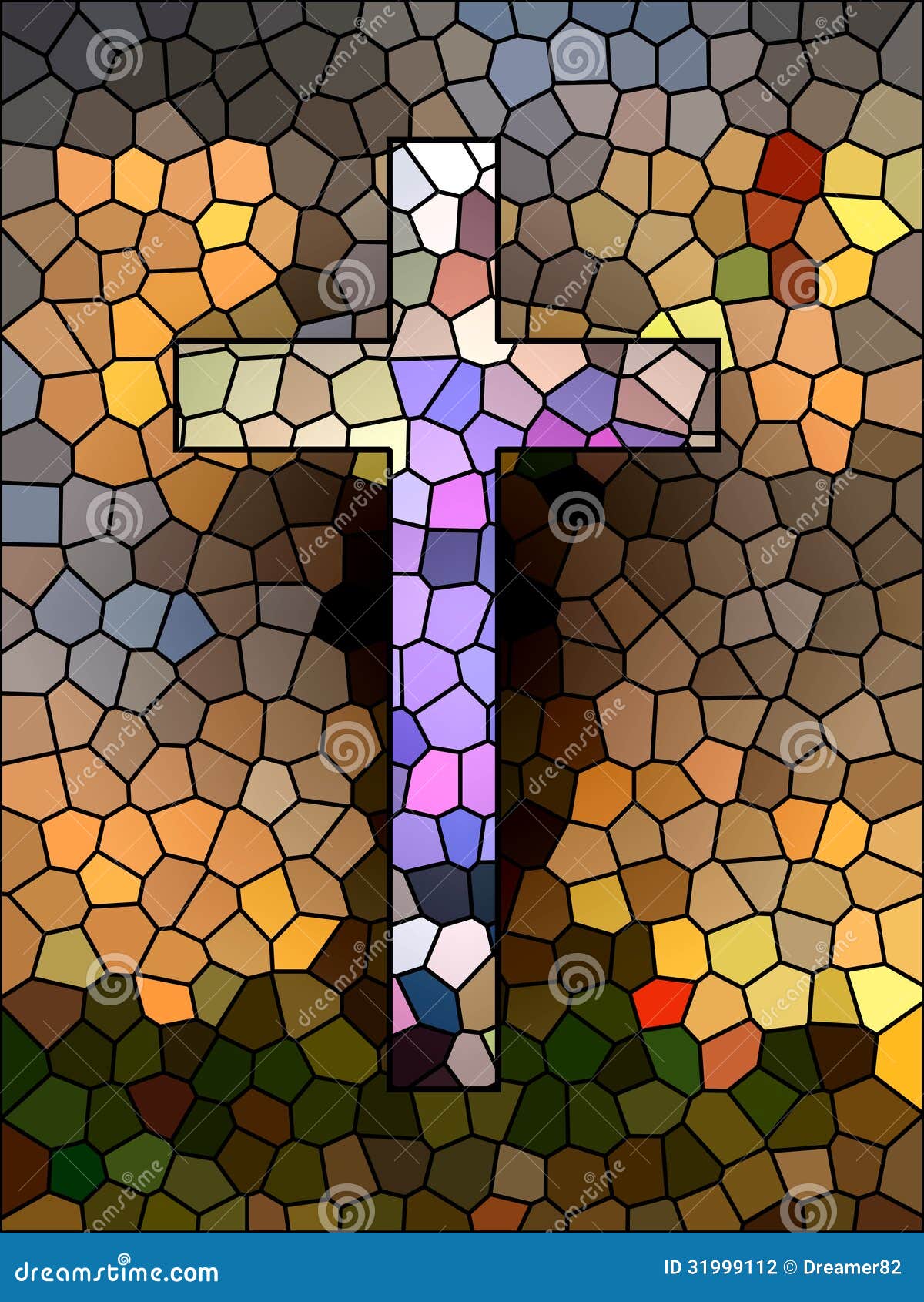 Faith Symbol. Stained Glass Cross. Stock Illustration - Illustration of ...