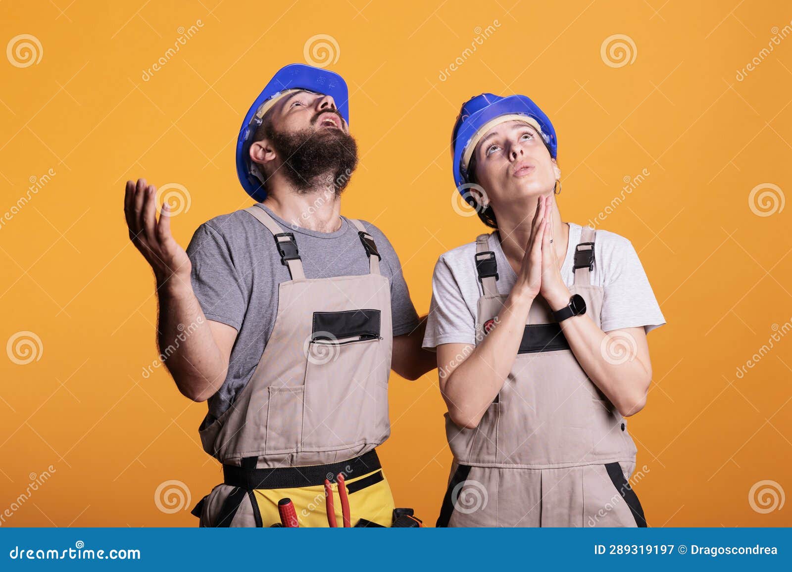 Faithful Construction Workers Praying To God for Good Projects Stock ...