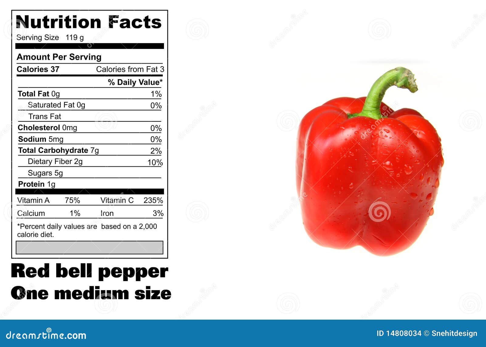 Faits Alimentaires De Poivron Rouge Photo stock - Image du carbohydrate ...