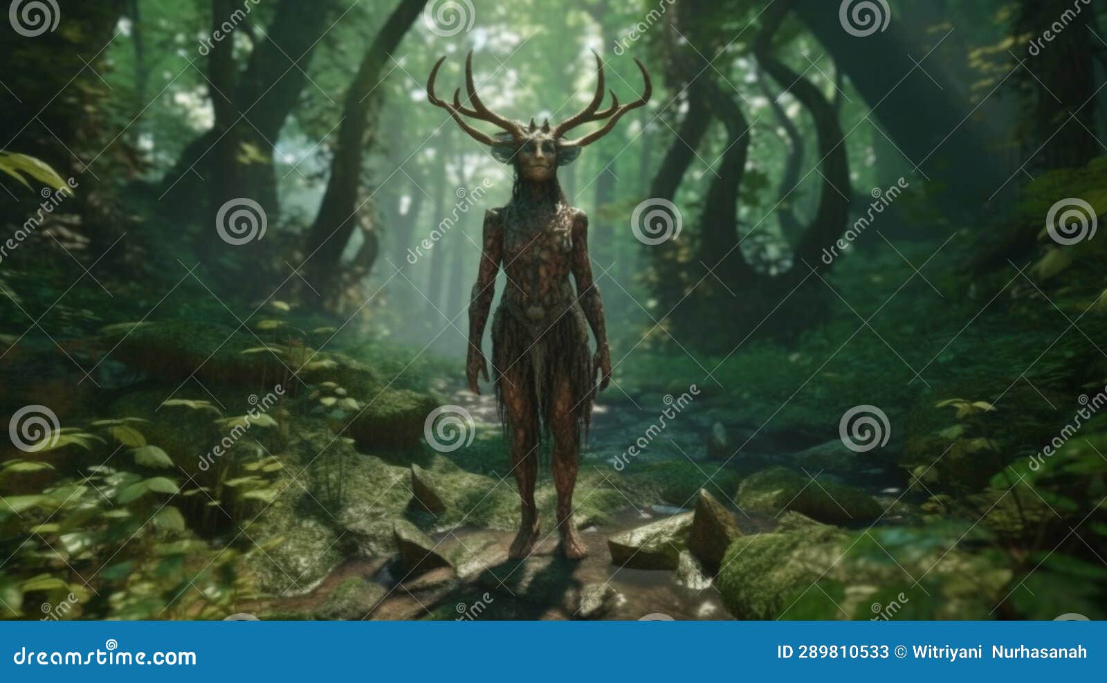 Faitytale Portrait of Faun in Dark Forest. Generative AI Stock Image ...