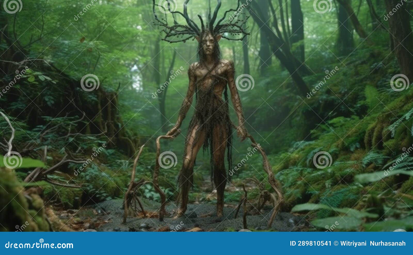 Female Faun Is Making An Healing Ritual In The Wood Cartoon Vector ...