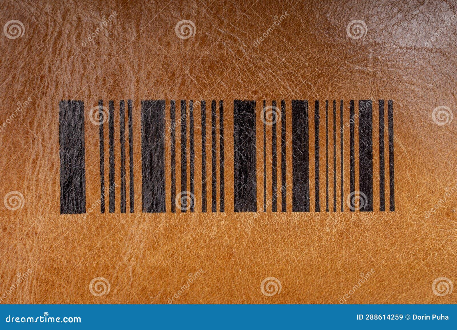Fake Barcode Linesdrawn with Black Ink on Genuine Leather Texture ...