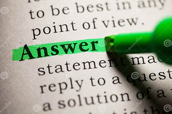 Definition of the Word Answer Stock Photo - Image of close, highlight ...