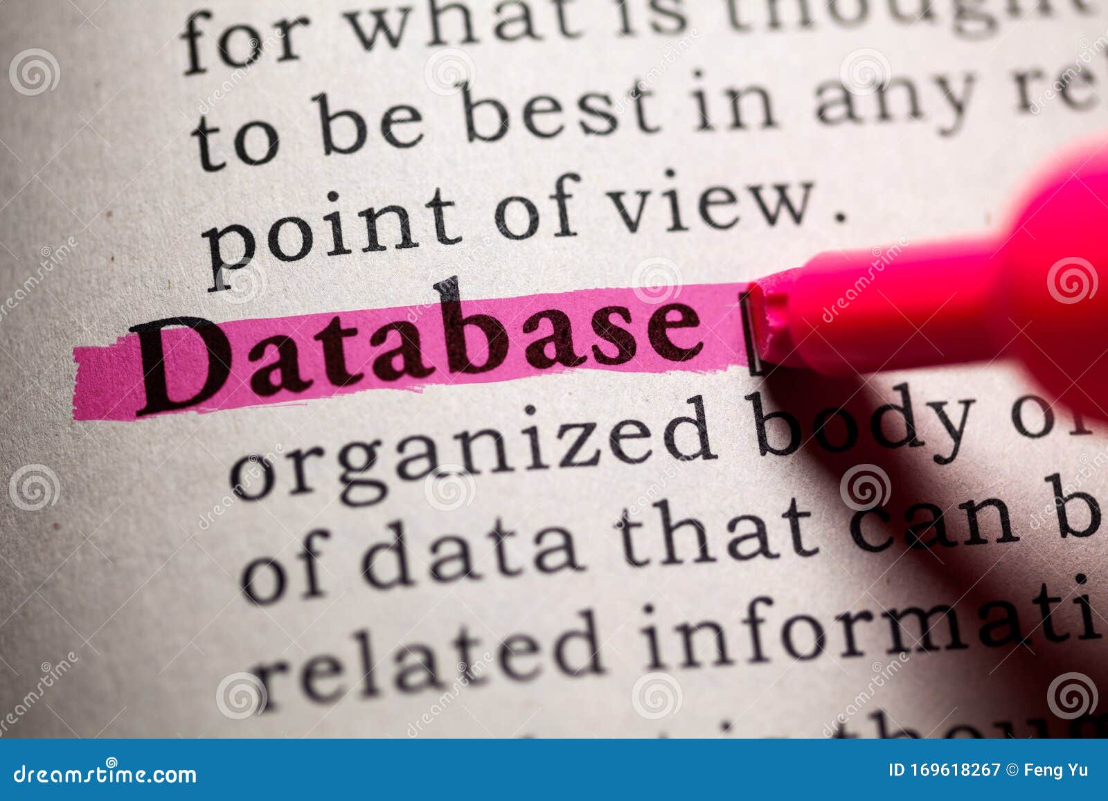 Definition of the Word Database Stock Image - Image of concepts, page ...