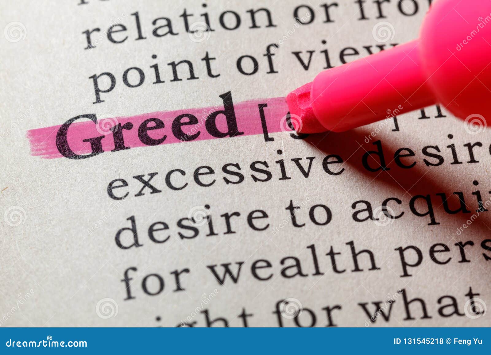 Dictionary Definition of the Word Greed Stock Photo - Image of mark ...