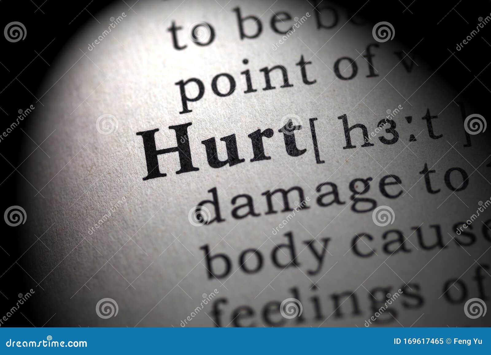Definition of the Word Hurt Stock Image - Image of text, light: 169617465