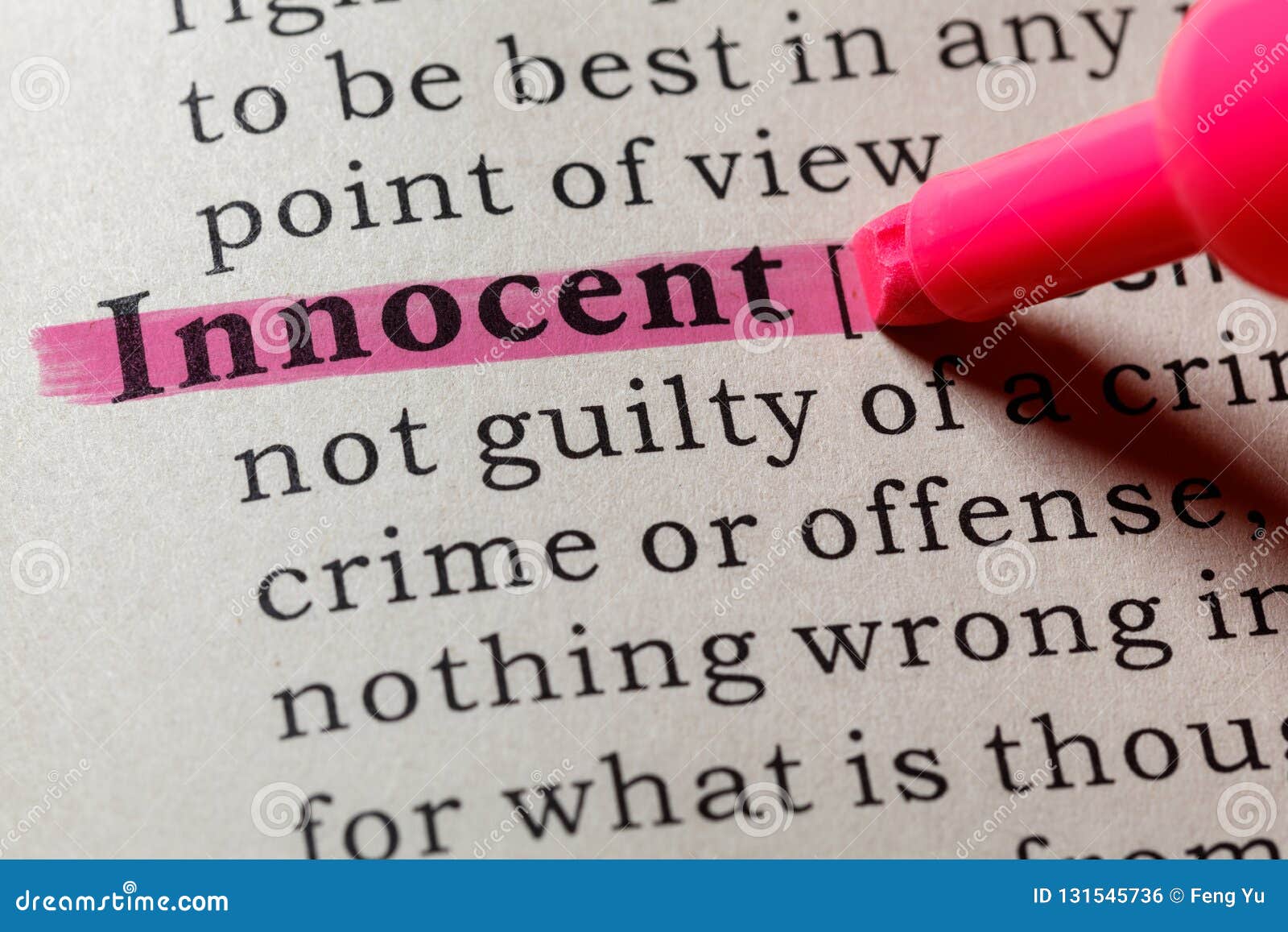 Dictionary Definition of the Word Innocent Stock Photo - Image of words ...