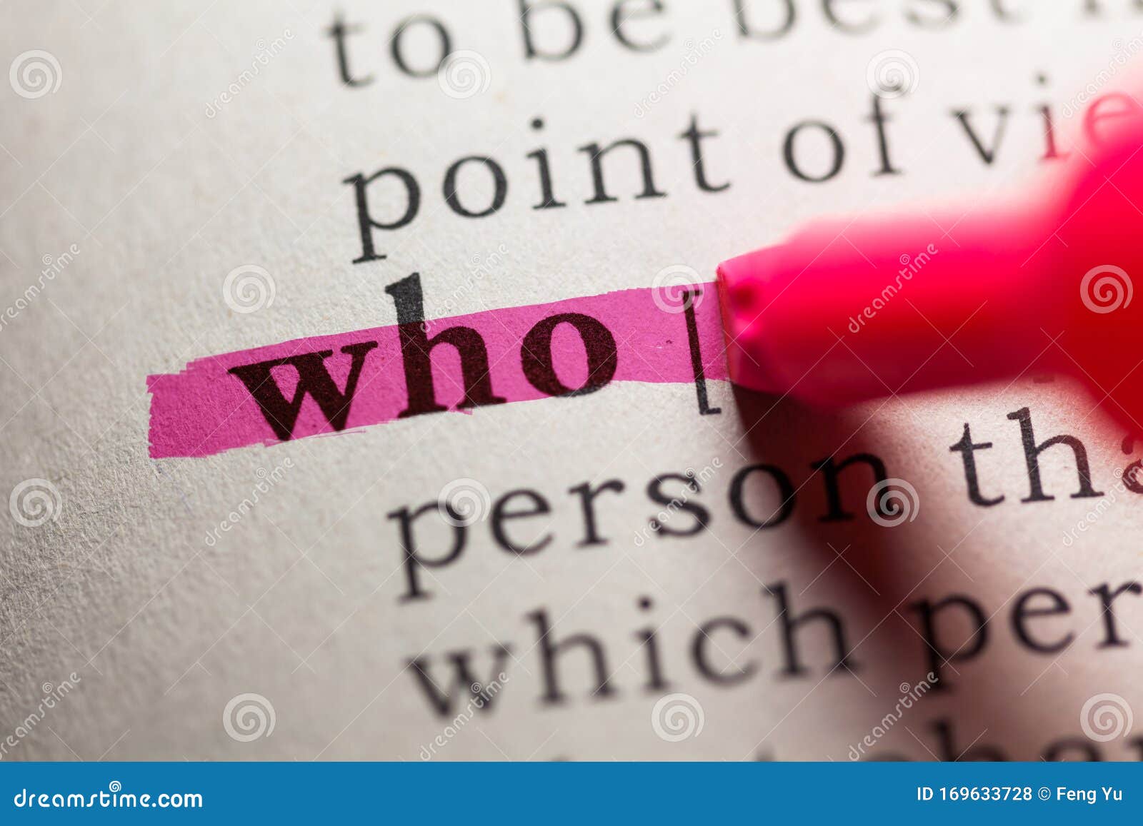 Definition of the word who stock photo. Image of closeup - 169633728