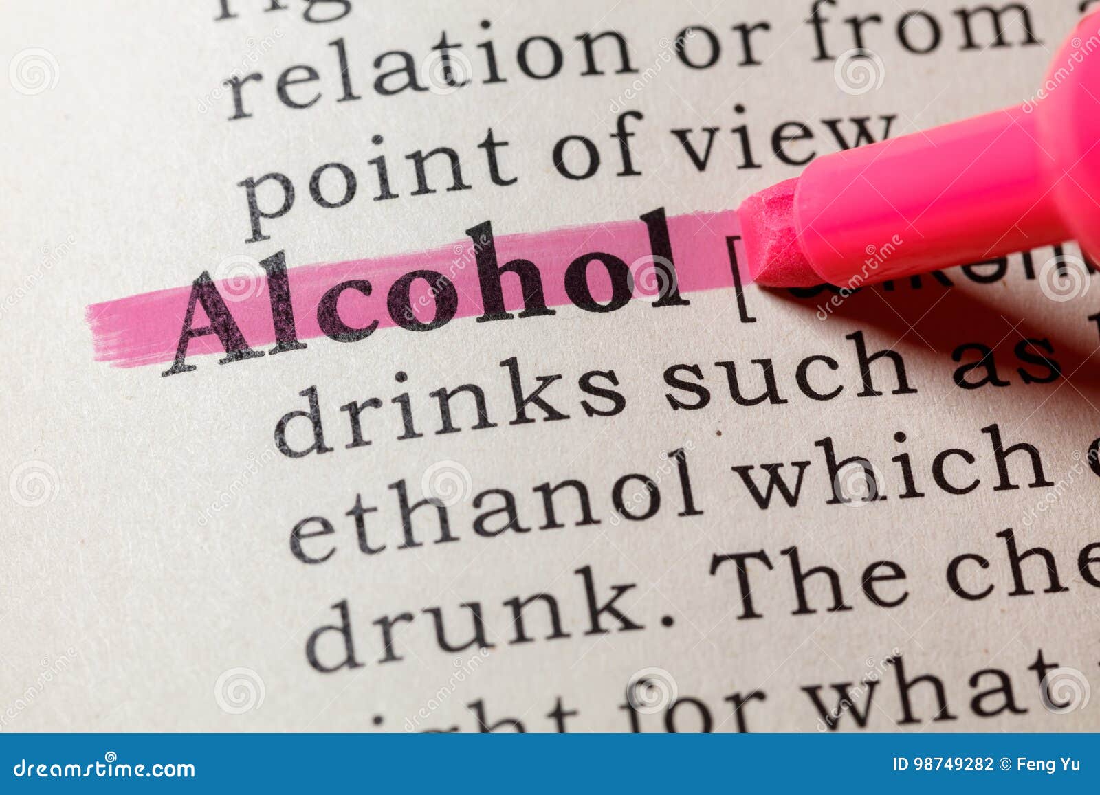 Definition of alcohol stock photo. Image of highlighter - 98749282