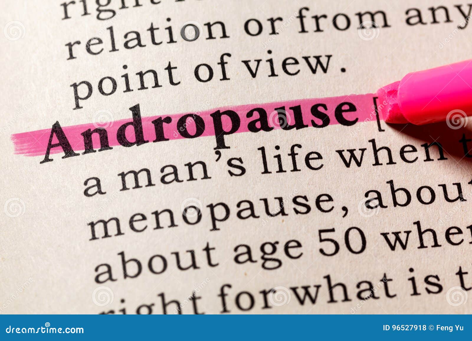 Definition of Andropause stock photo. Image of close - 96527918