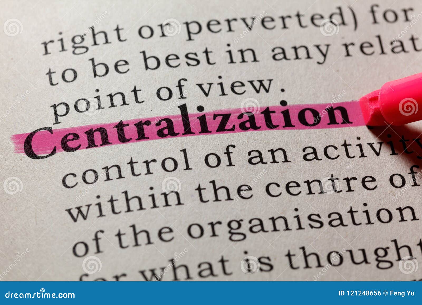 Definition of Centralization Stock Photo - Image of highlight, page ...