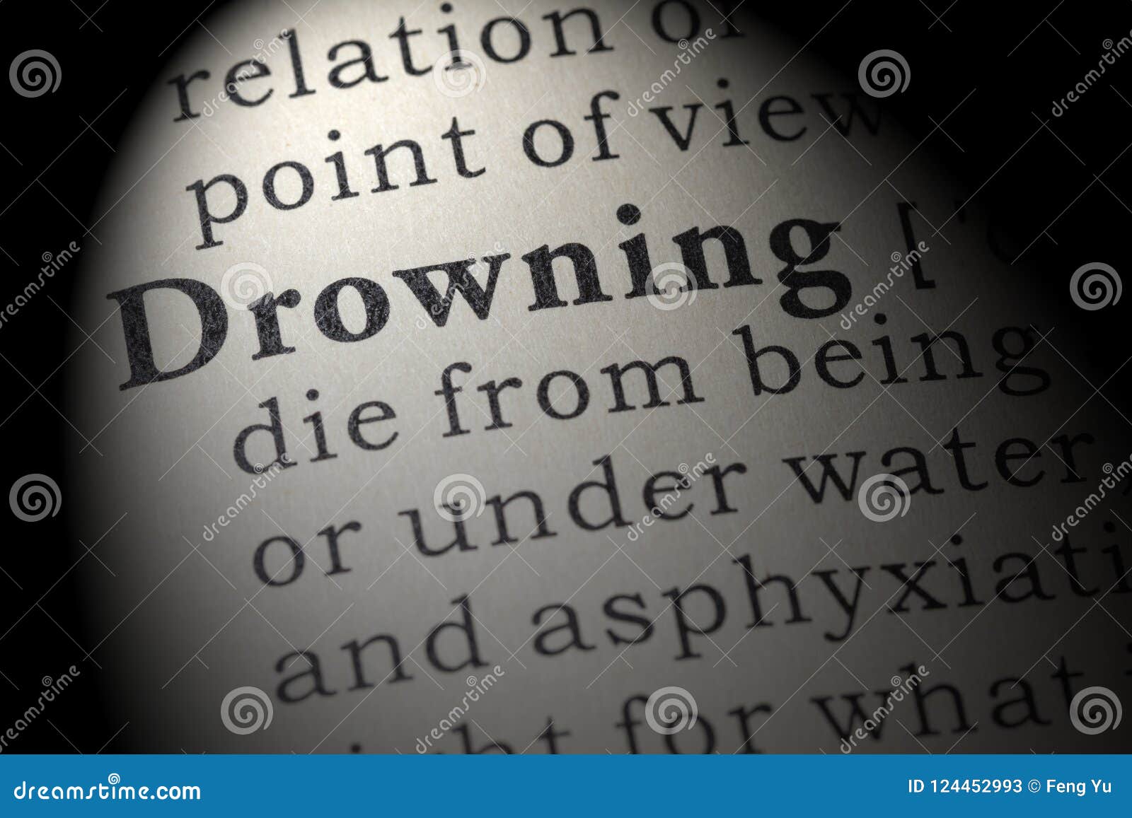 Definition of drowning stock image. Image of book, close - 124452993