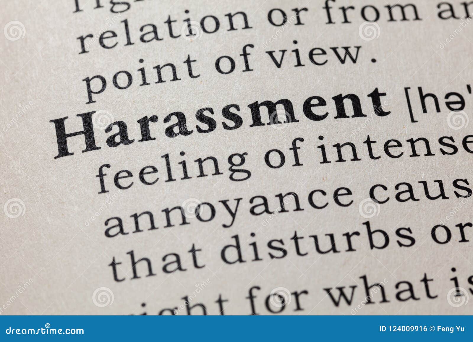 Definition of harassment stock photo. Image of definition - 124009916