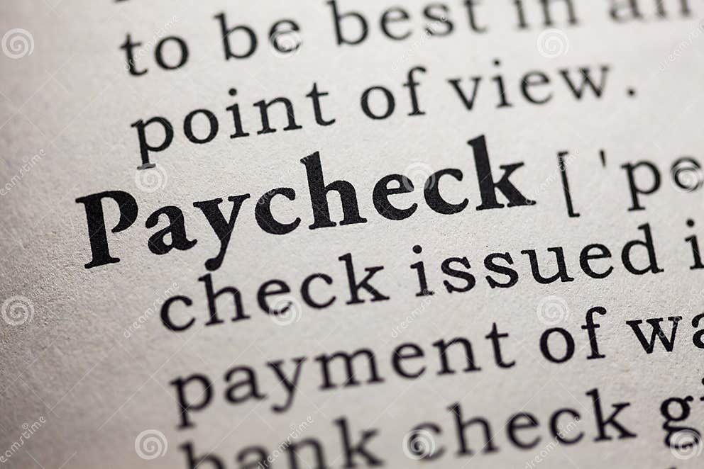 Paycheck stock image. Image of text, dictionary, word - 178236115