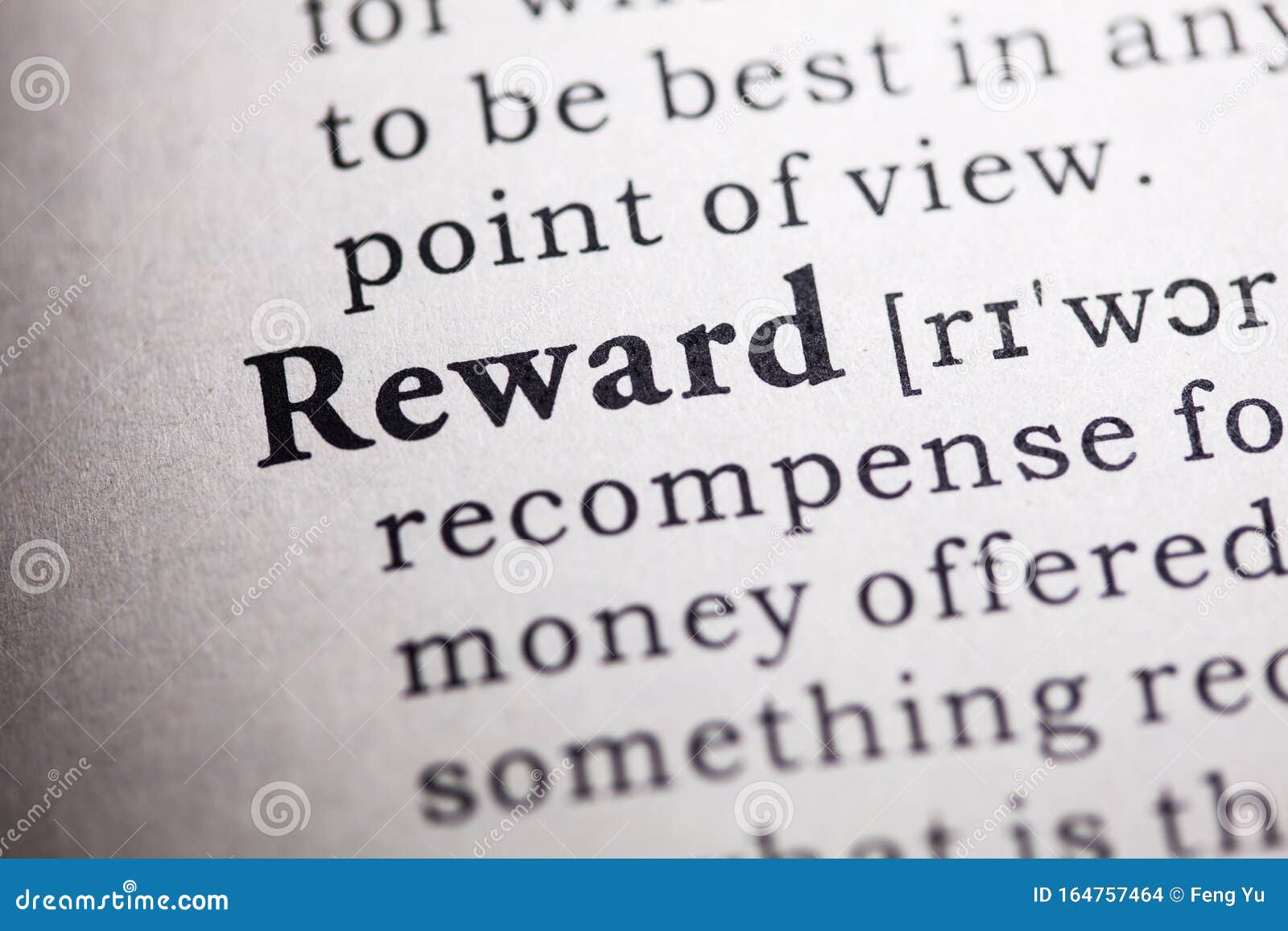 Definition of the Word Reward Stock Photo - Image of printing, close ...