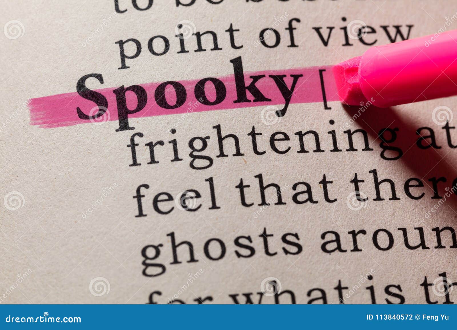 Definition of spooky stock photo. Image of text, highlighter - 113840572