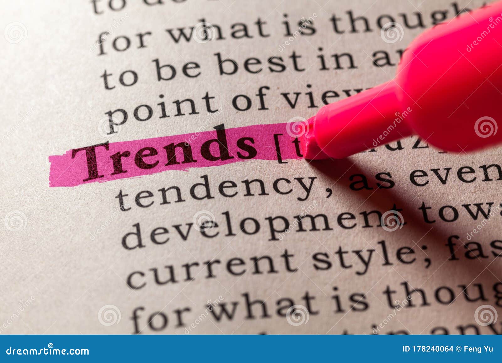 Definition of the Word Trends Stock Photo - Image of information ...