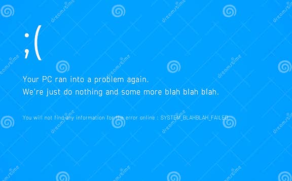 Fake Funny Blue Screen of Death - BSOD. Stock Vector - Illustration of ...