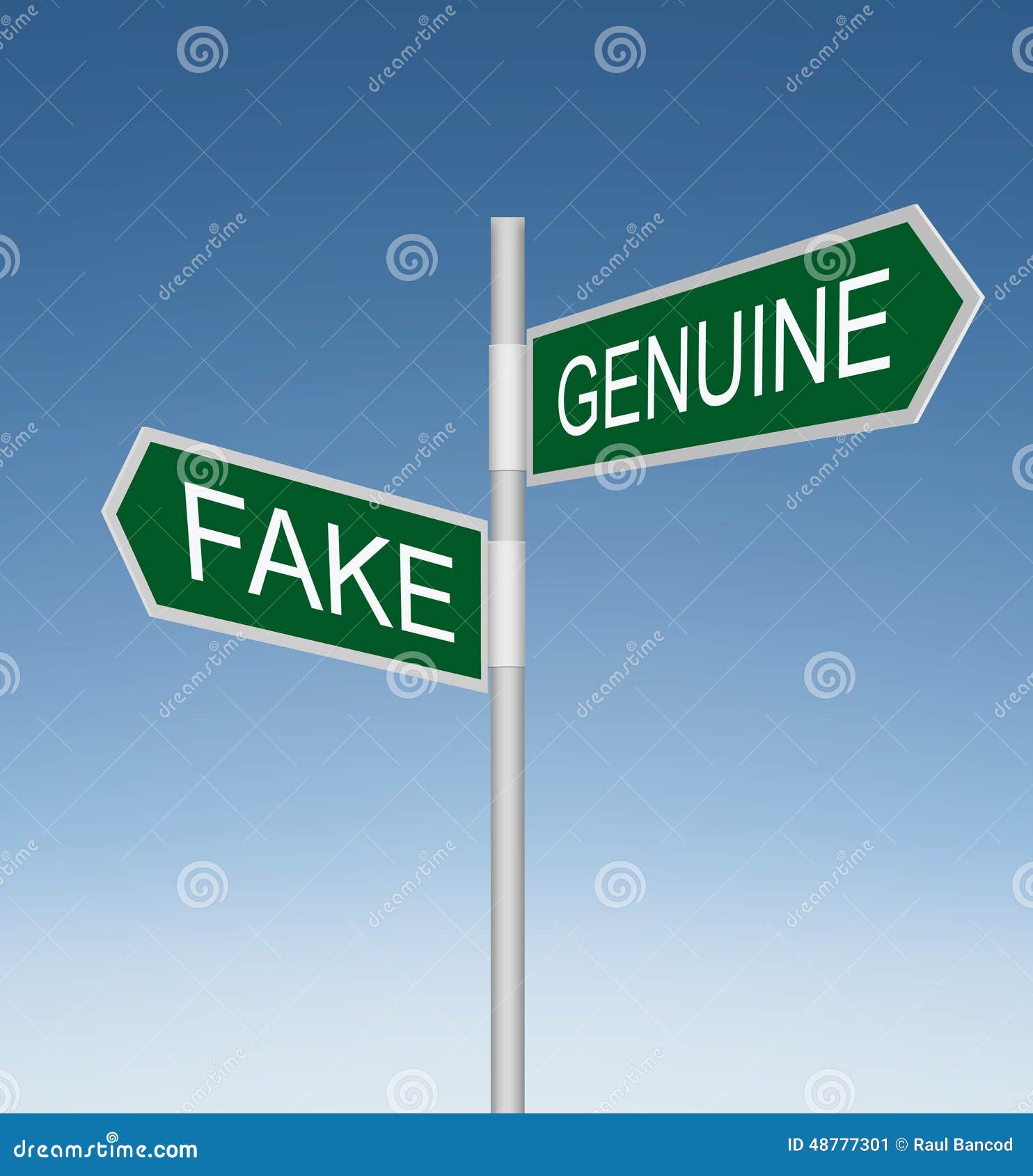 Fake Genuine Road Sign stock illustration. Illustration of road - 48777301