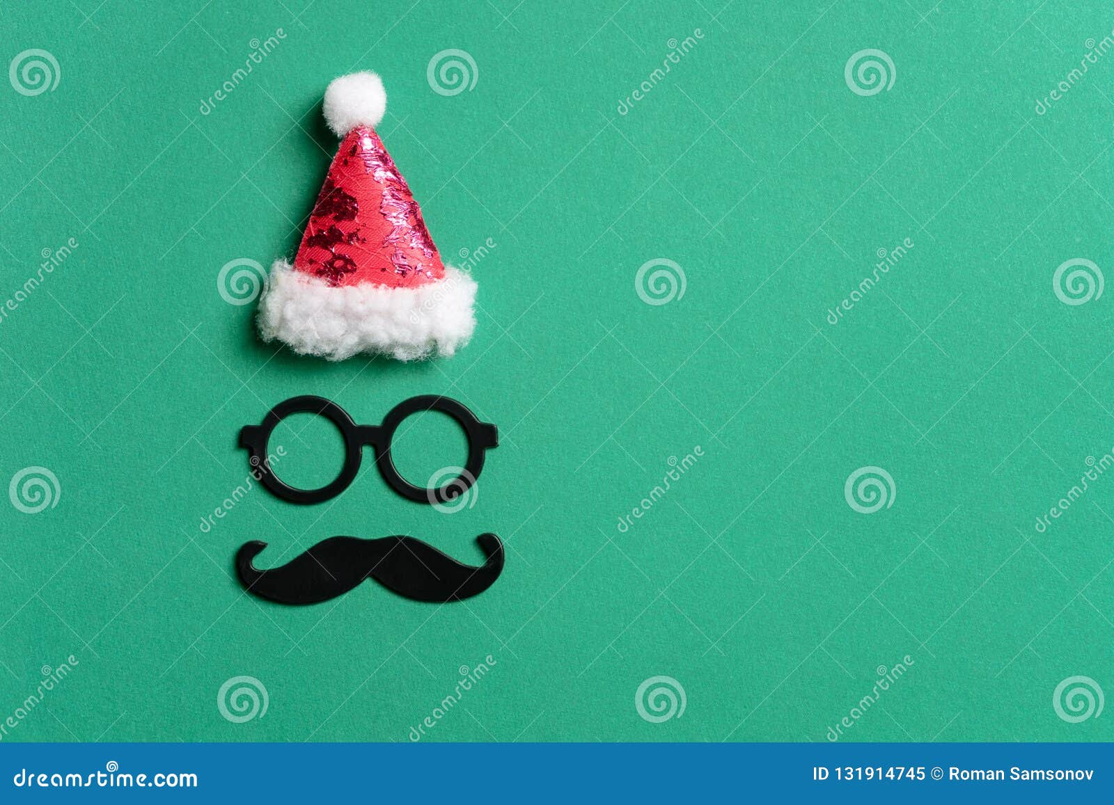 Fake Glasses and a Mustache with a Christmas Cap Stock Image - Image of ...