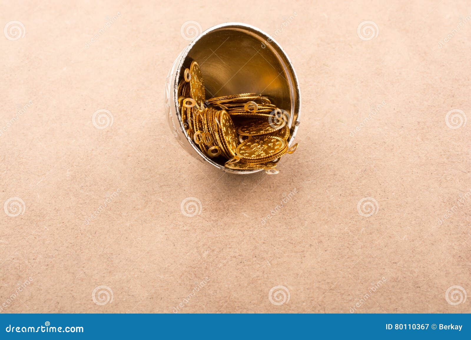 Fake Gold Coins in a Metal Plate Stock Image - Image of economy, metal ...