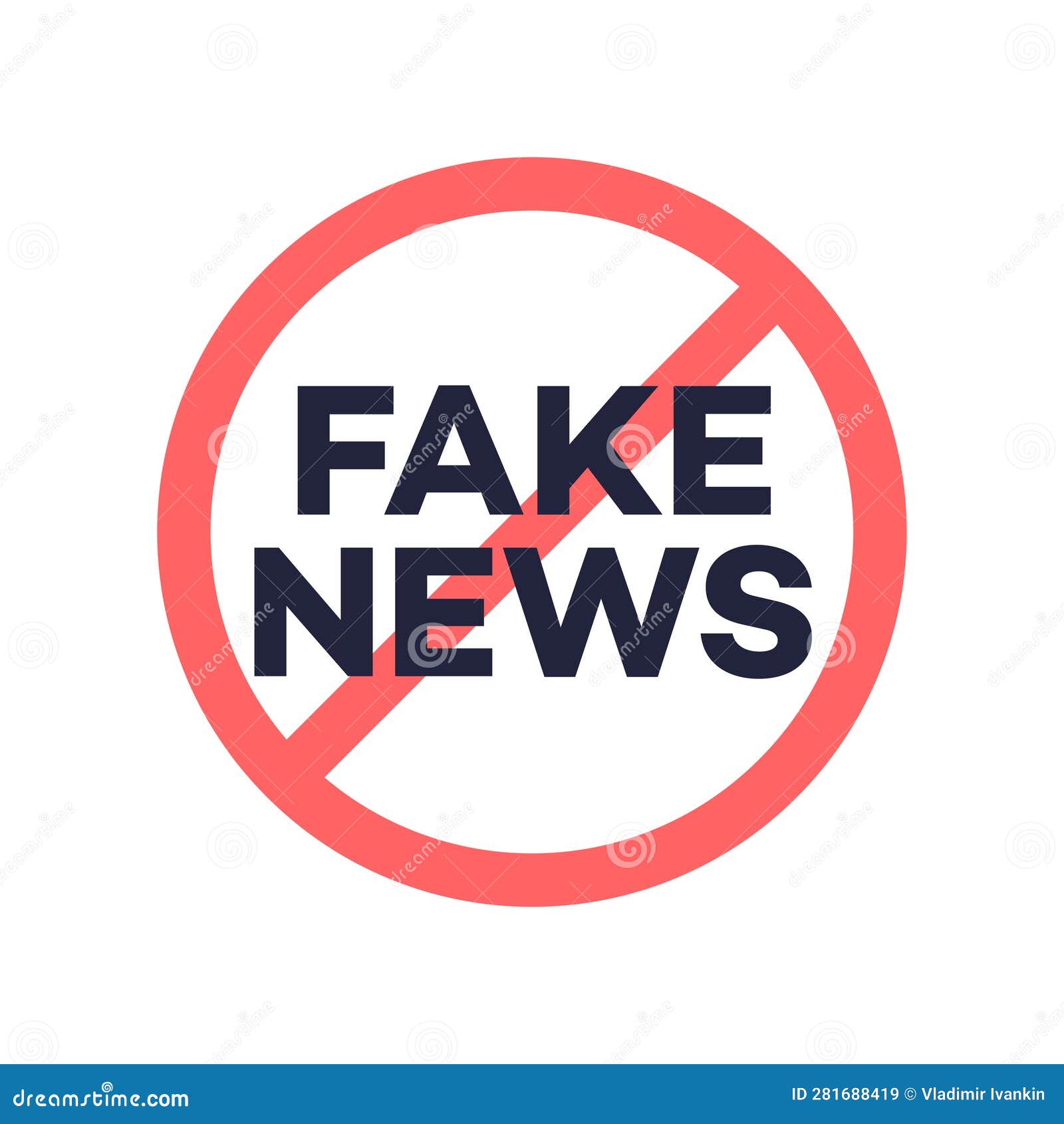 Fake News and Round Prohibitory Sign Stock Vector - Illustration of ...