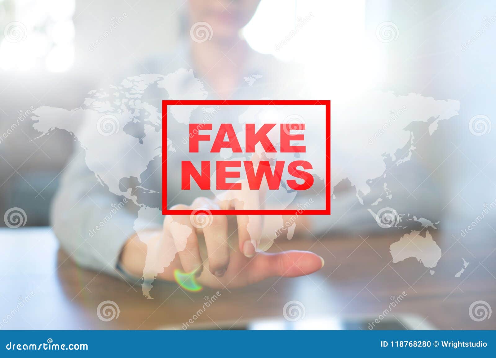 Fake News Warning on the Virtual Screen. Stock Photo - Image of ...