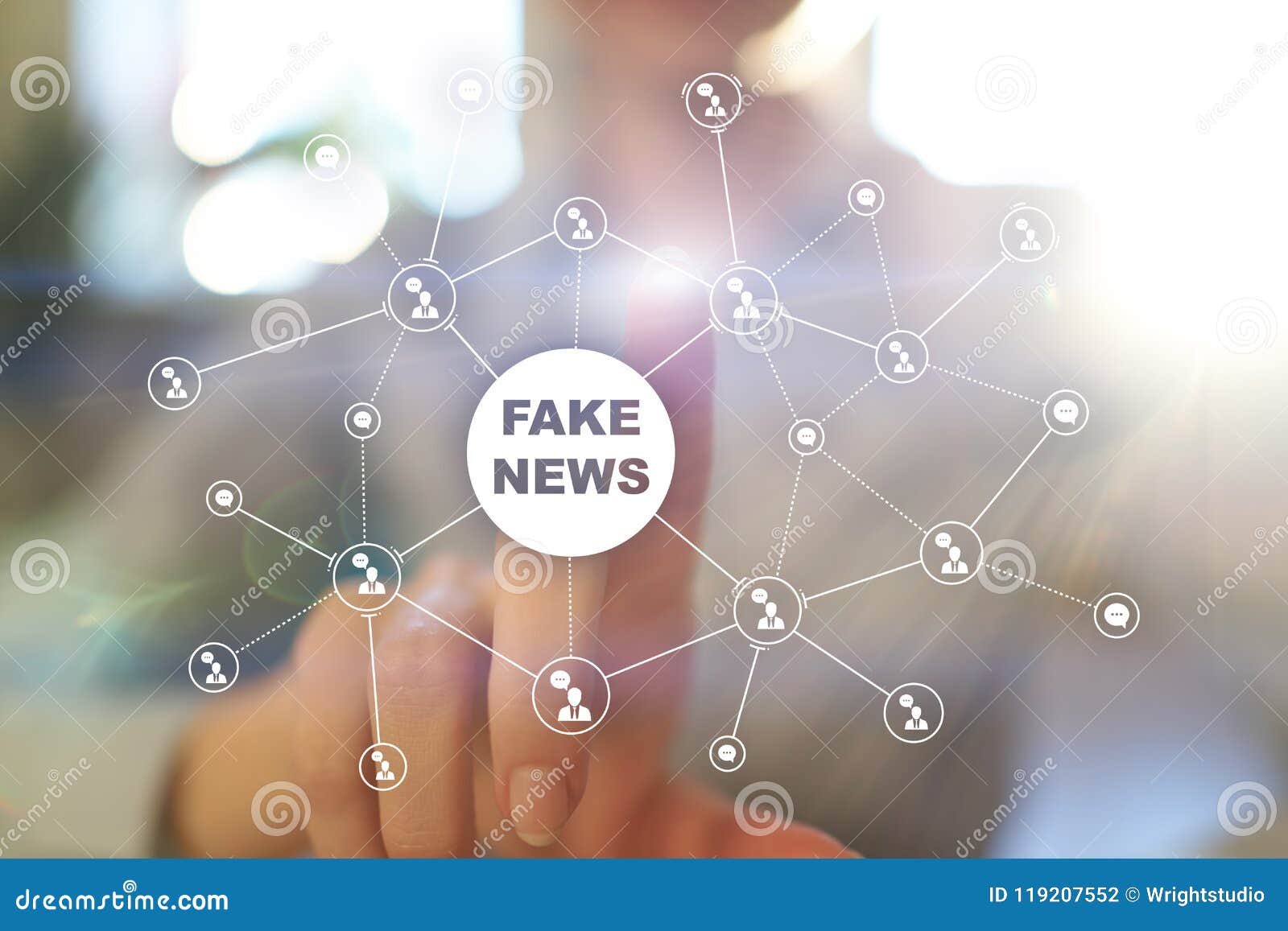 Fake News Warning on the Virtual Screen. Stock Photo - Image of public ...