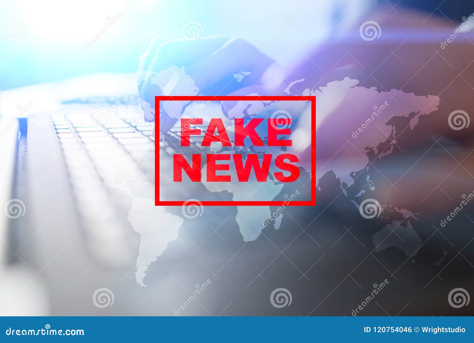 Fake News Warning on the Virtual Screen. Stock Photo - Image of ...