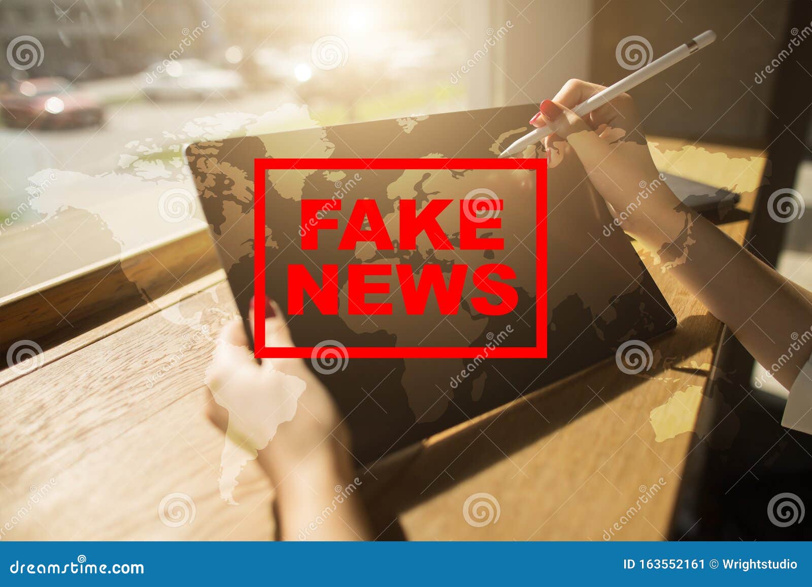 Fake News Warning on the Virtual Screen. Stock Image - Image of screen ...