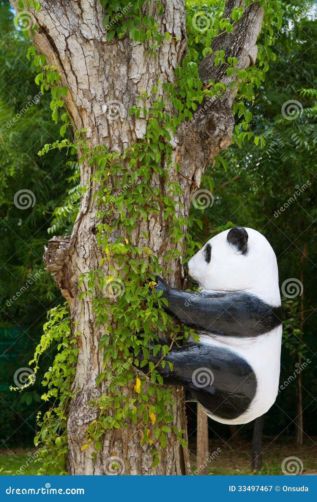 Fake panda stock image. Image of hold, panda, tree, sculpture - 33497467