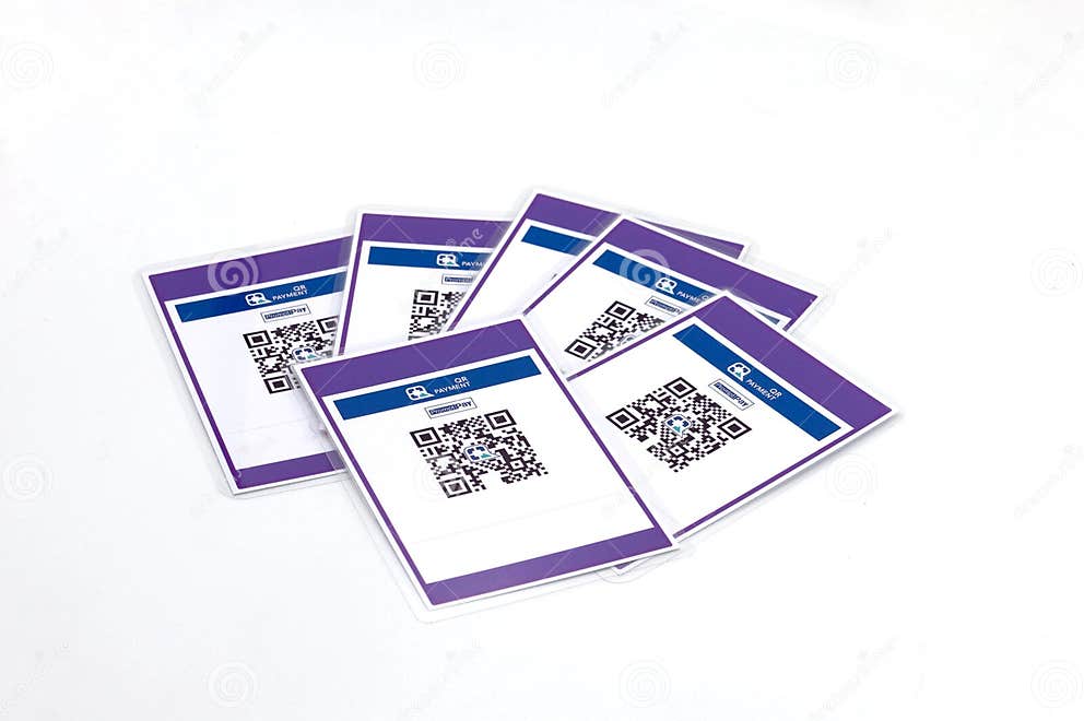 Fake Plastic Qr Code Payment Signs Stock Image - Image of service ...