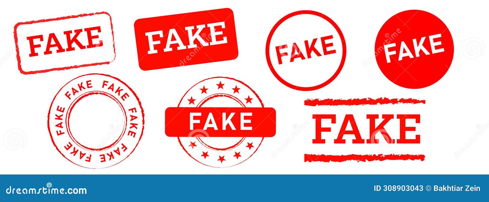 Fake Rectangle and Circle Red Rubber Stamp Label Sign False Hoax Scam ...