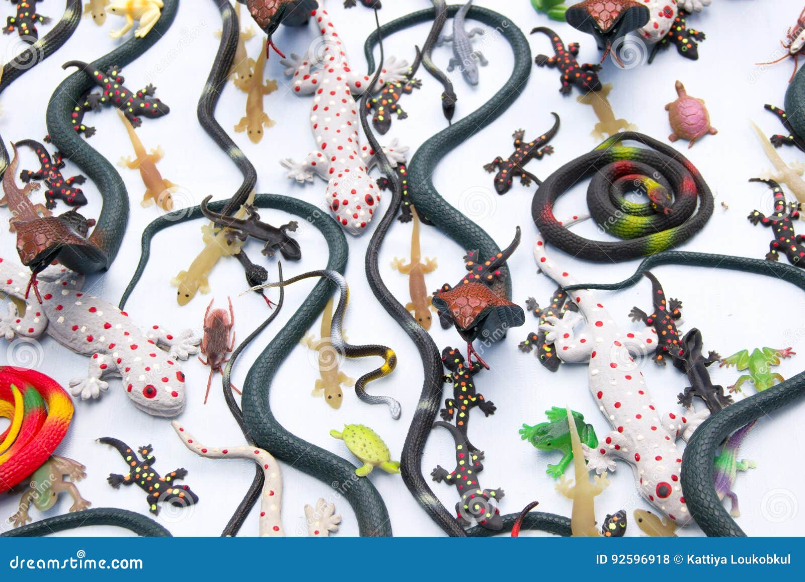 Fake Rubber Animals, Snake, Lizard, Cockroach, Gecko Stock Photo ...