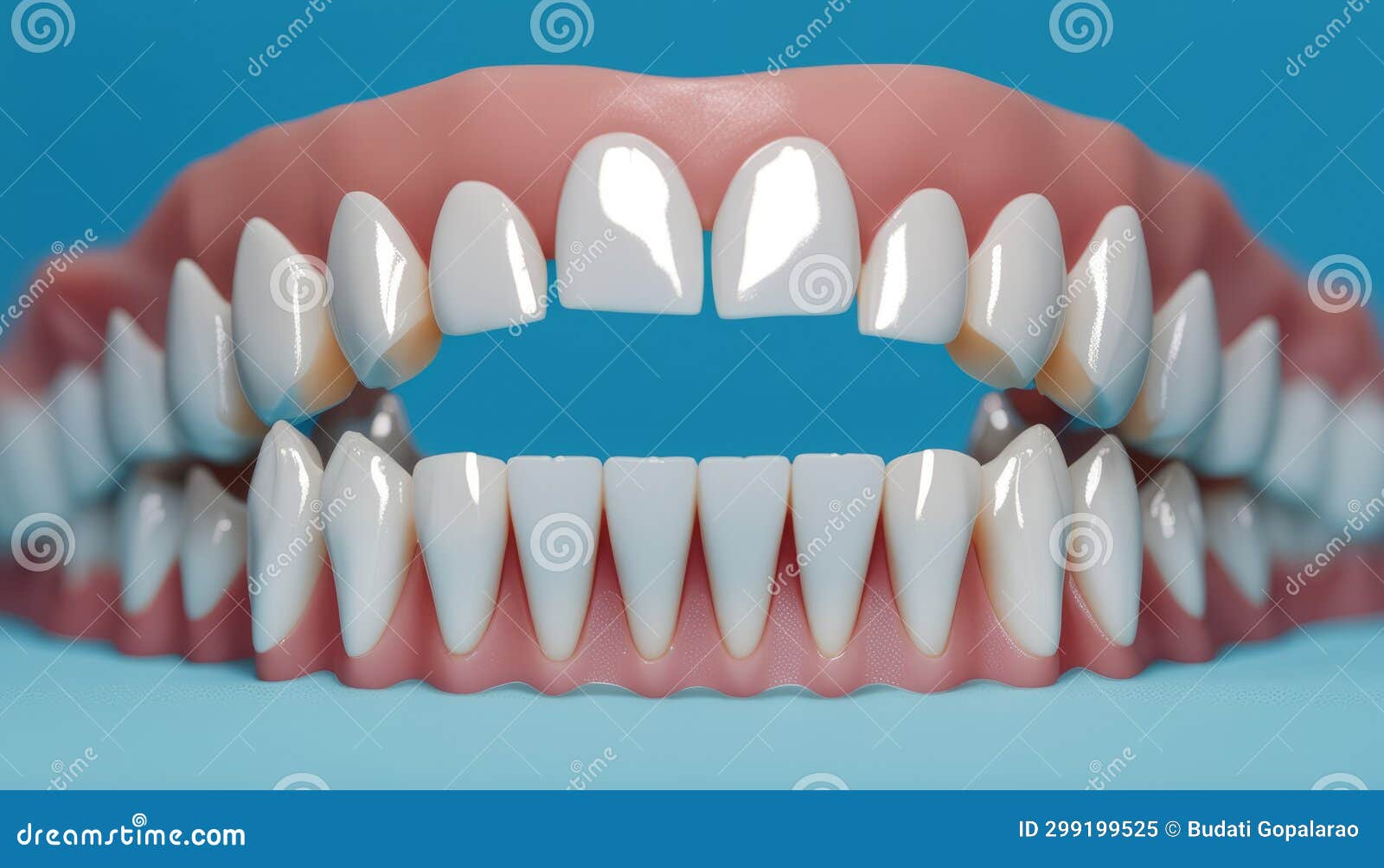 A Fake Set of Teeth with a Blue Background Stock Illustration ...