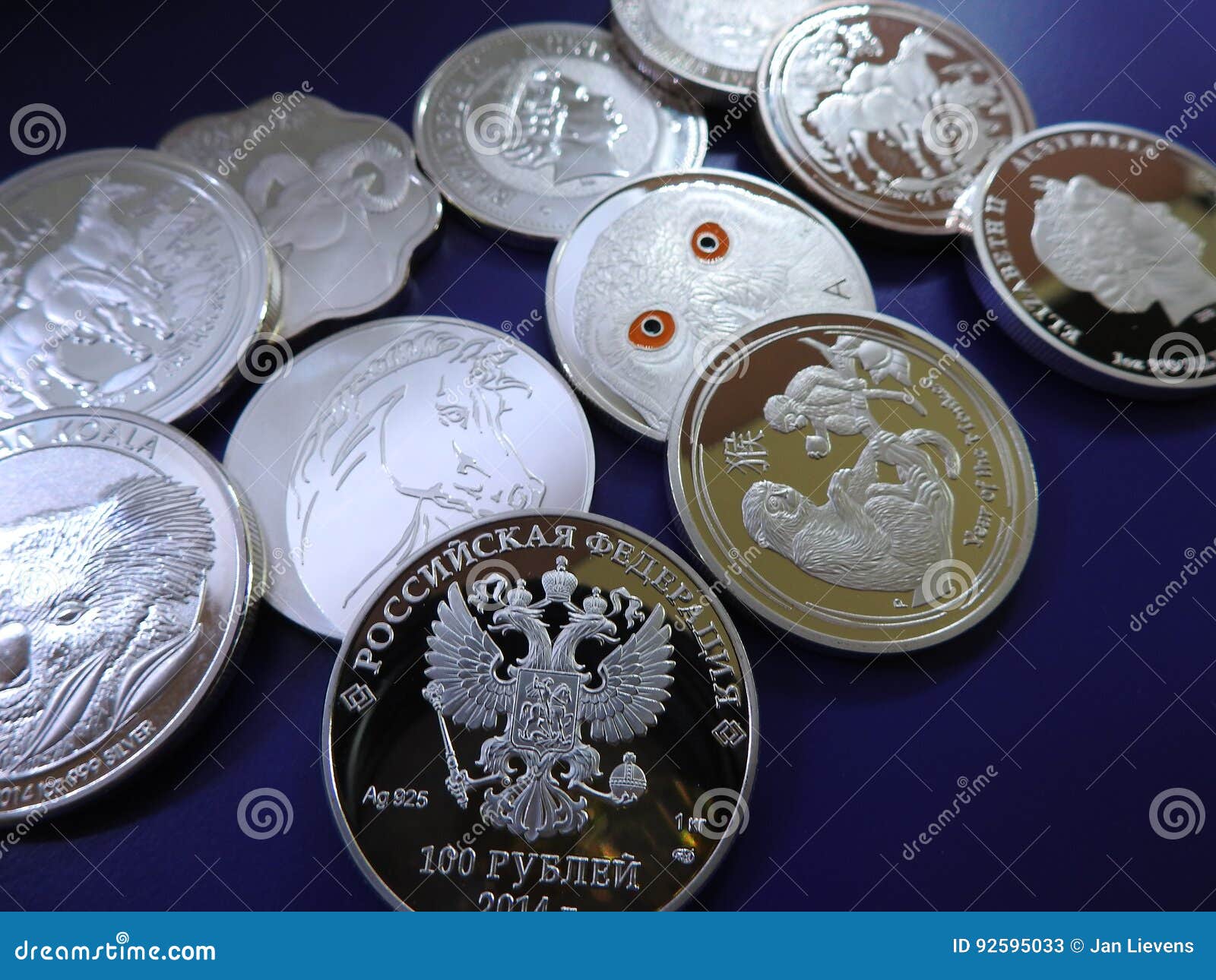 Fake silver coins editorial stock photo. Image of escutcheon - 92595033