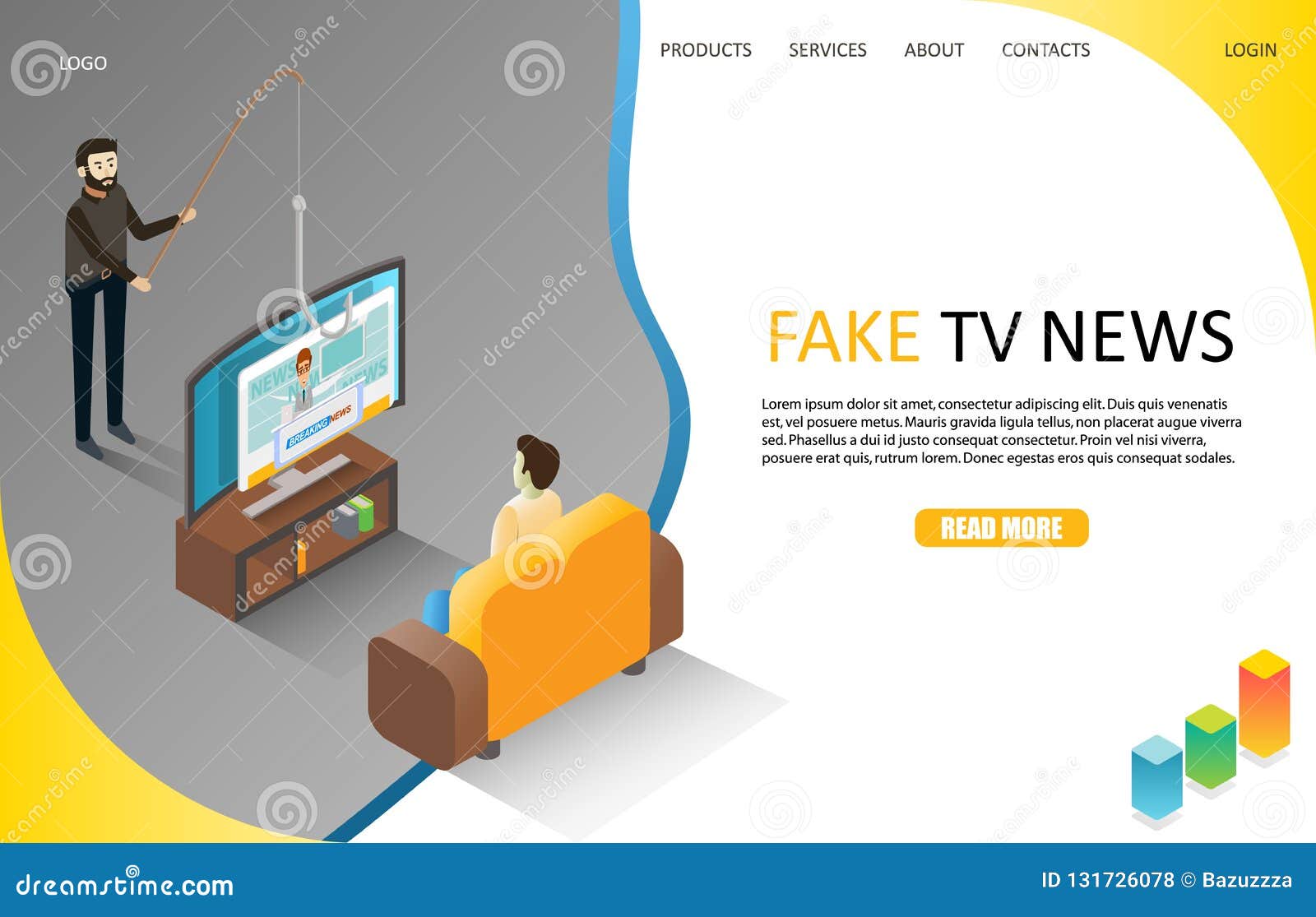 Fake Tv News Landing Page Website Vector Template Stock Vector ... Fake Tv News Landing Page Website Vector Template Stock Vector ...