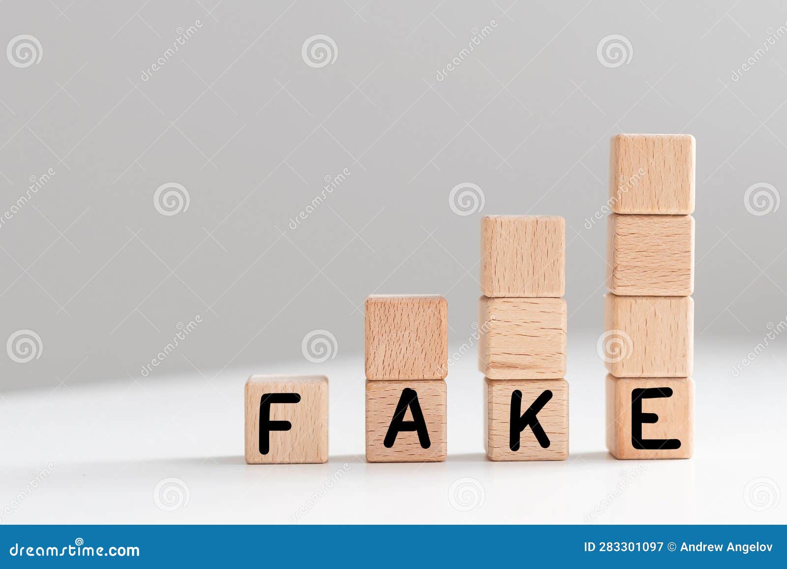 Fake Word Made with Building Blocks, Concept. Stock Image - Image of ...
