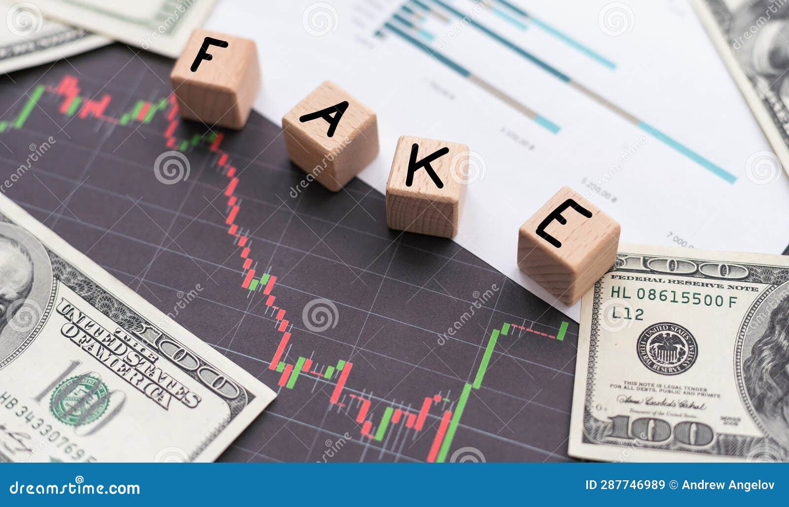 FAKE Word Written in Wooden Blocks on Computer Keyboard. Stock Image ...