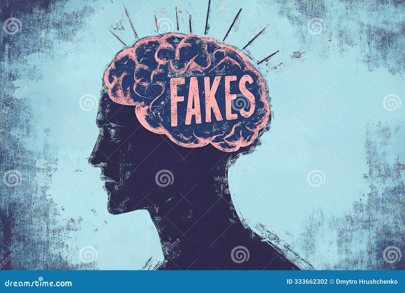 FAKES Text In A Brain Illustration, Featured On A Blue Profile ...