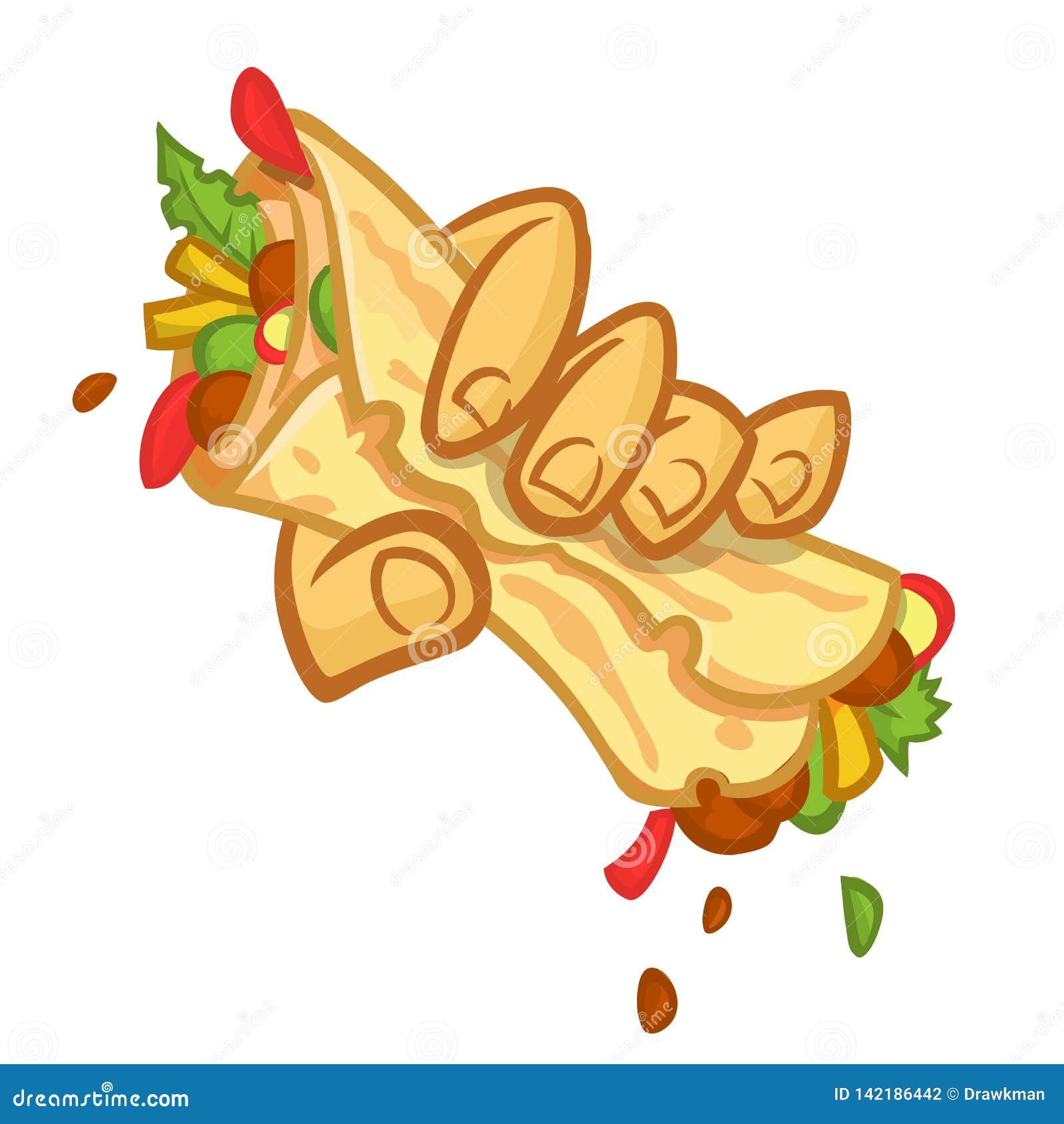 Cartoon Falafel Roll in a Hand. Vector Illustration Stock Vector ...