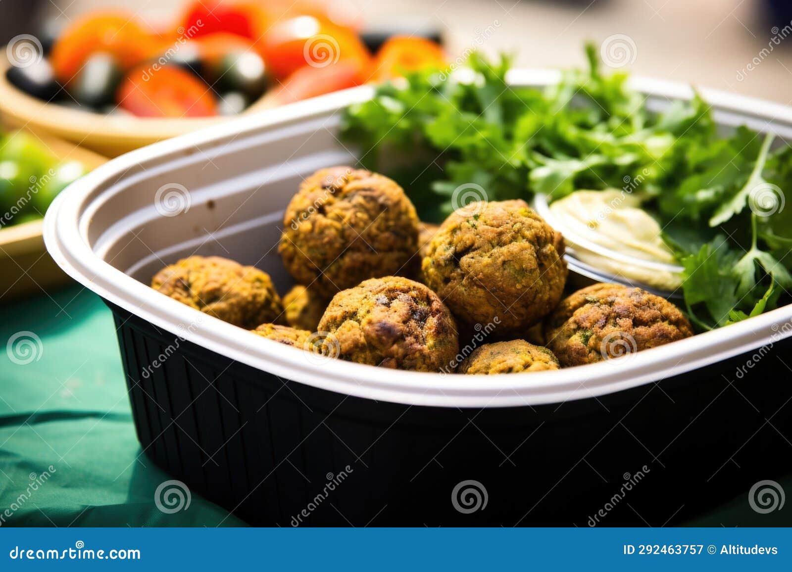 Falafel in a Container for Picnic Food Stock Image - Image of middle ...