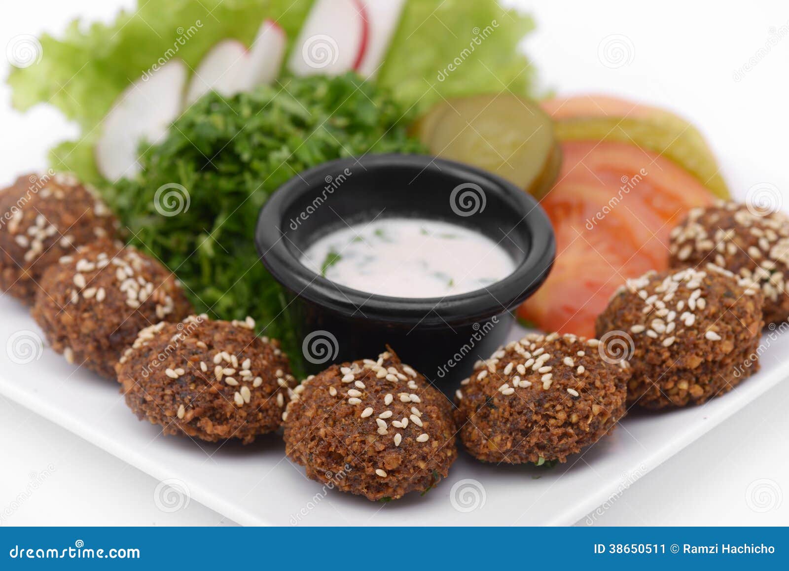 Falafel Dish With Veggies Closeup Shot Stock Image - Image of middle ...