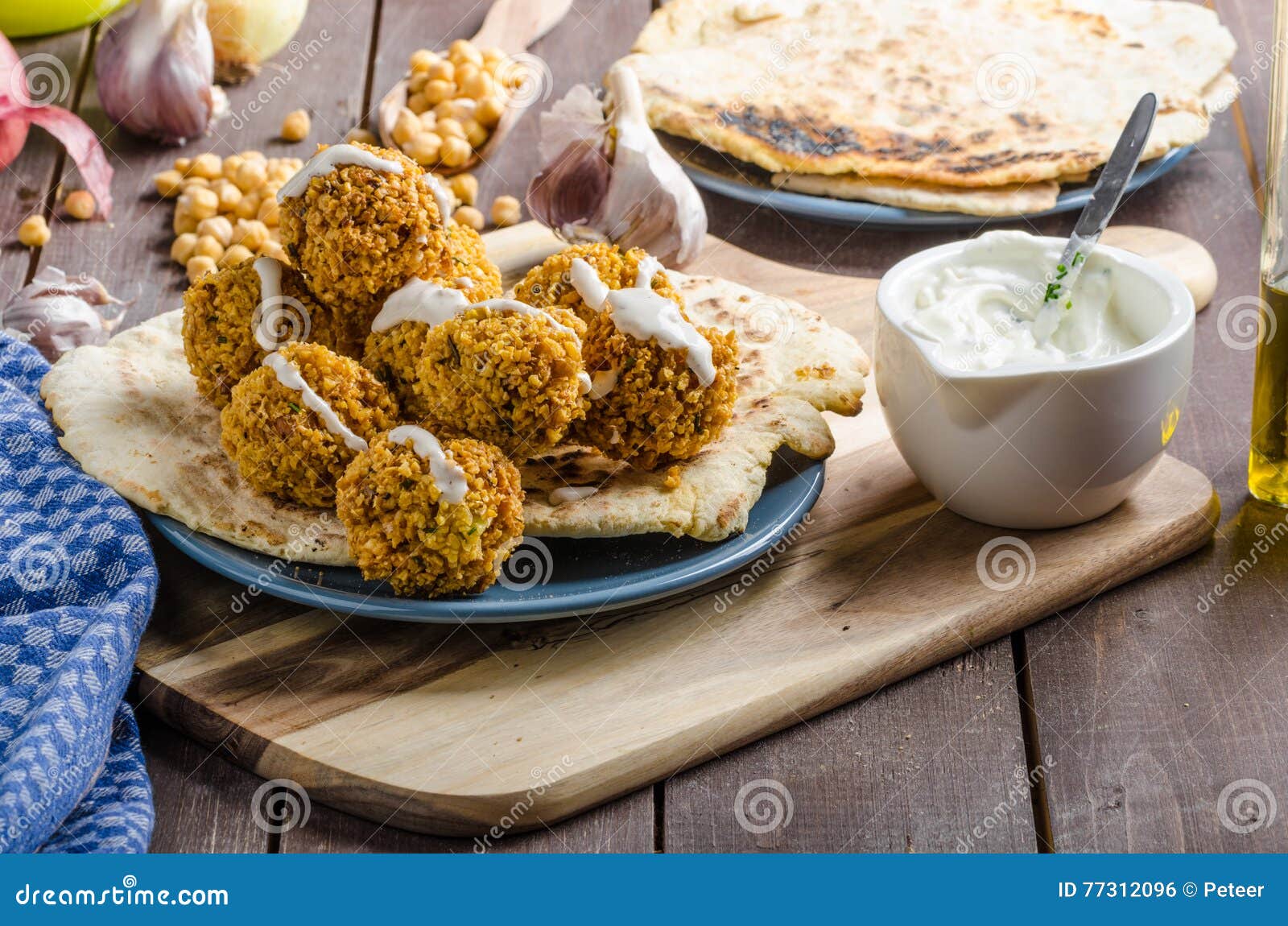 Falafel Fried on Naan Bread Stock Photo - Image of lebanese, arabic ...