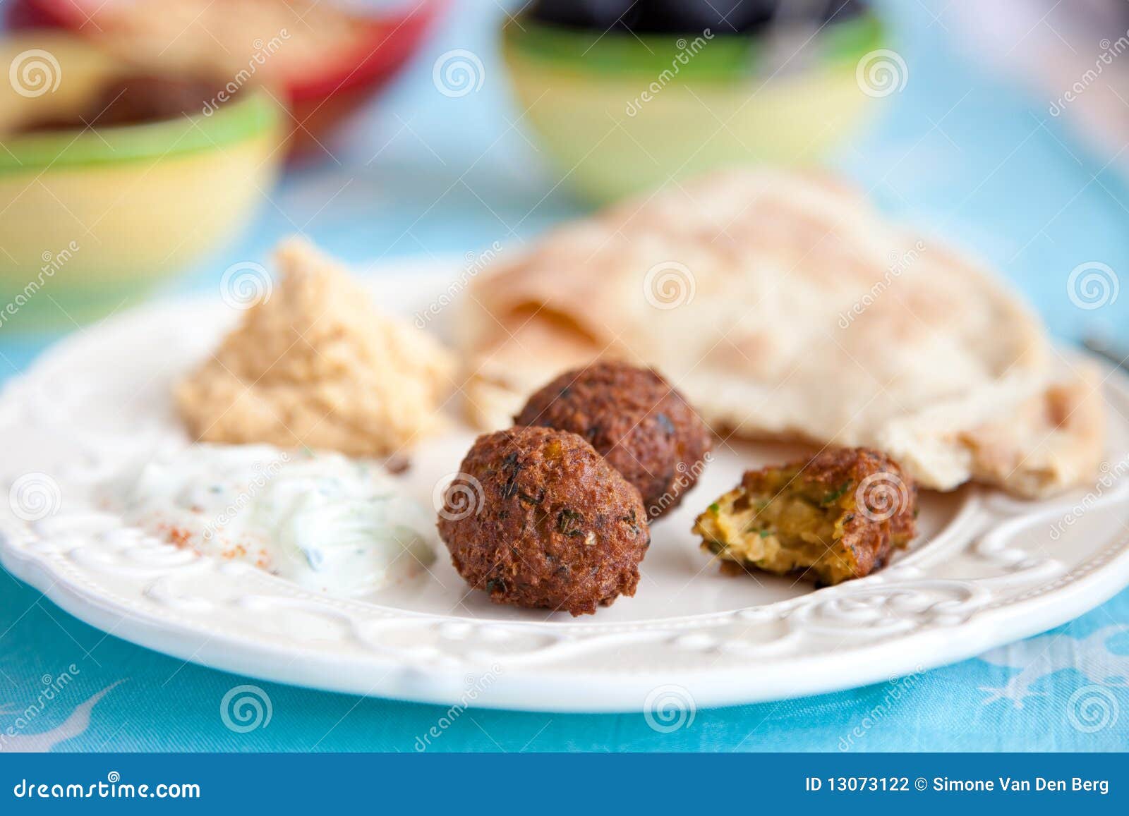 Falafel and mezze table stock photo. Image of mezze, hummus - 13073122