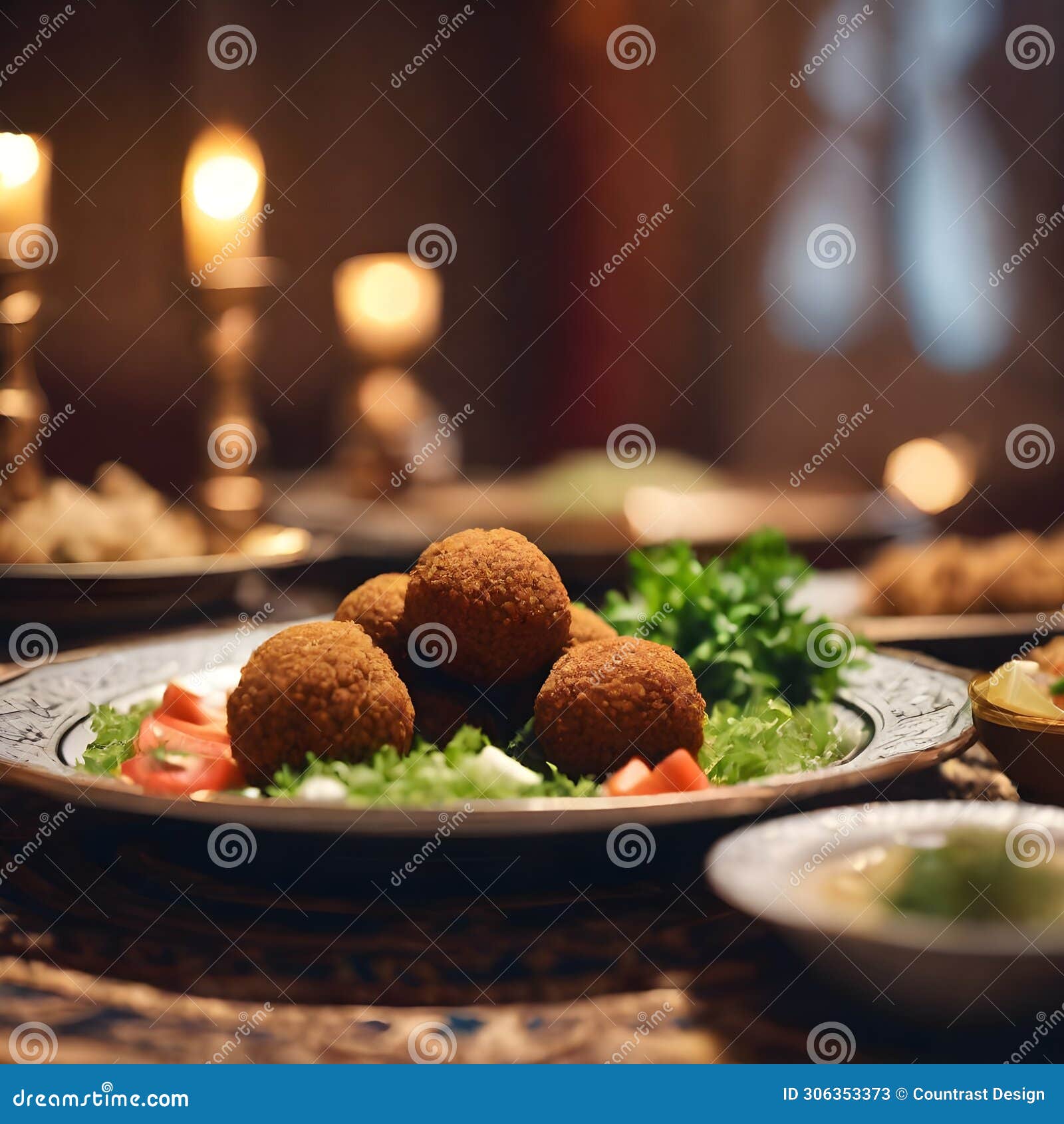 Falafel Served on Table in Middle Eastern Room for Ramadan Iftar Stock ...