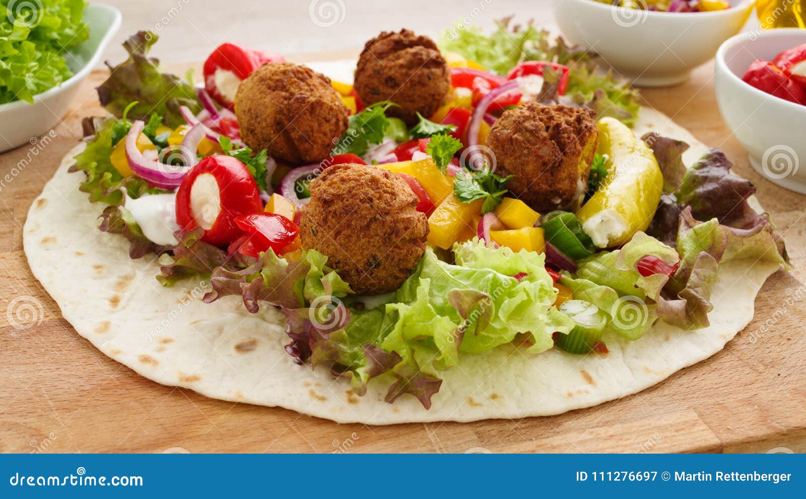 Falafel wrap with veggies stock image. Image of cuisine - 111276697