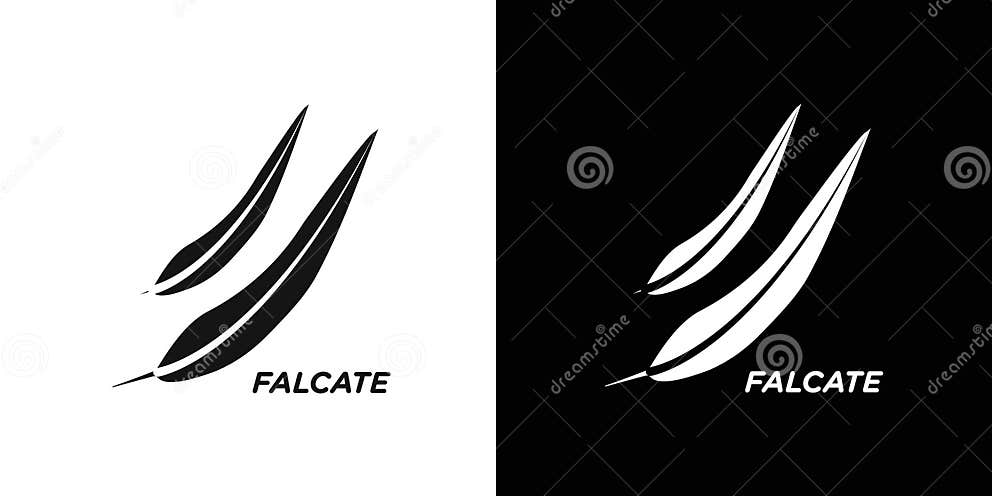 Falcate Icon Flat Vector Set Outline Stock Vector - Illustration of ...